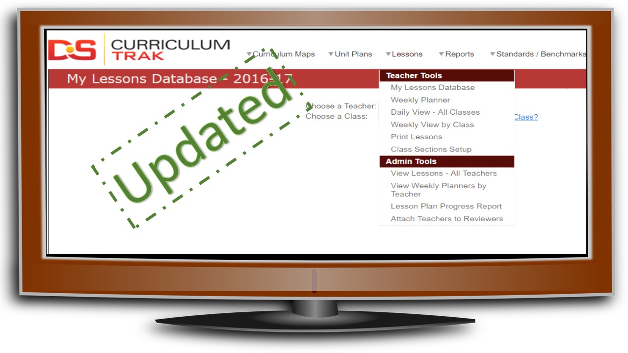 Lesson Planner Enhancements 1 of 8: Lessons Menu - Curriculumtrak