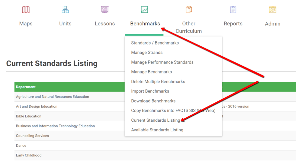 New Report: Current Standards Listing - Curriculumtrak